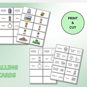 10 Commandments Bible Story Bingo Set for Kids - Bible Story Activity ...