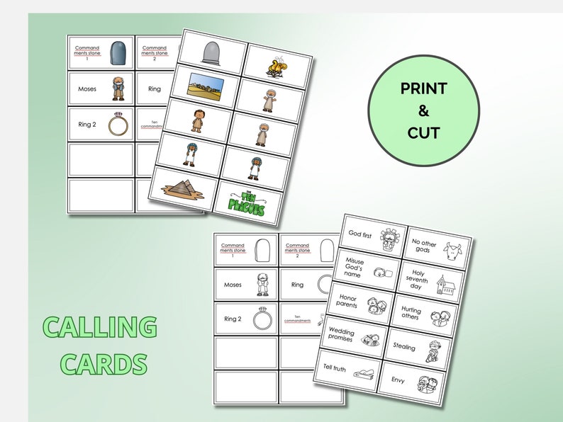 10 Commandments Bible Story Bingo Set for Kids - Bible Story Activity ...