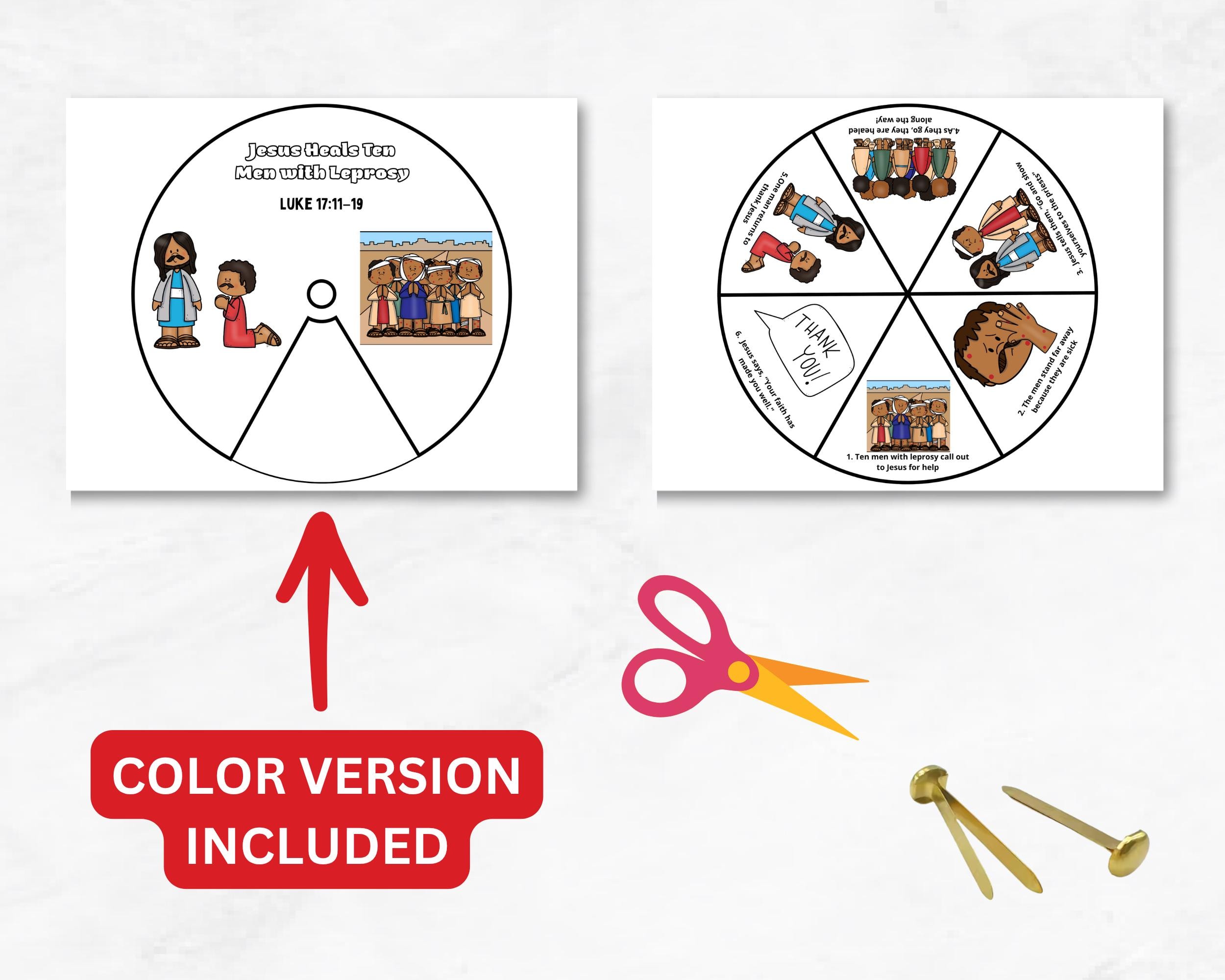 Jesus Heals Ten Lepers Bible Story Wheel Craft | Luke 17:11–19 Sunday ...