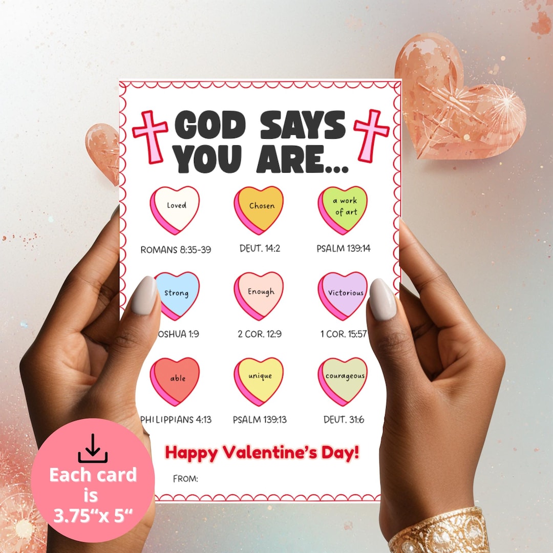 Christian Valentine Cards for Kids With Bible Verses, Religious ...