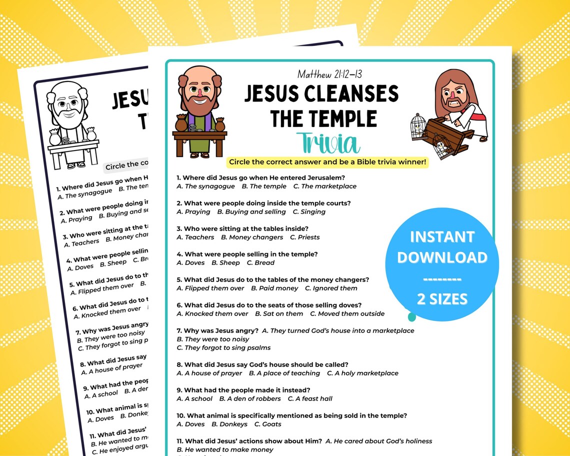 Jesus Cleanses the Temple Bible Trivia Game | Jesus in the Temple Kids ...