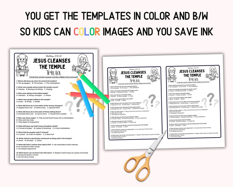 Jesus Cleanses the Temple Bible Trivia Game | Jesus in the Temple Kids ...