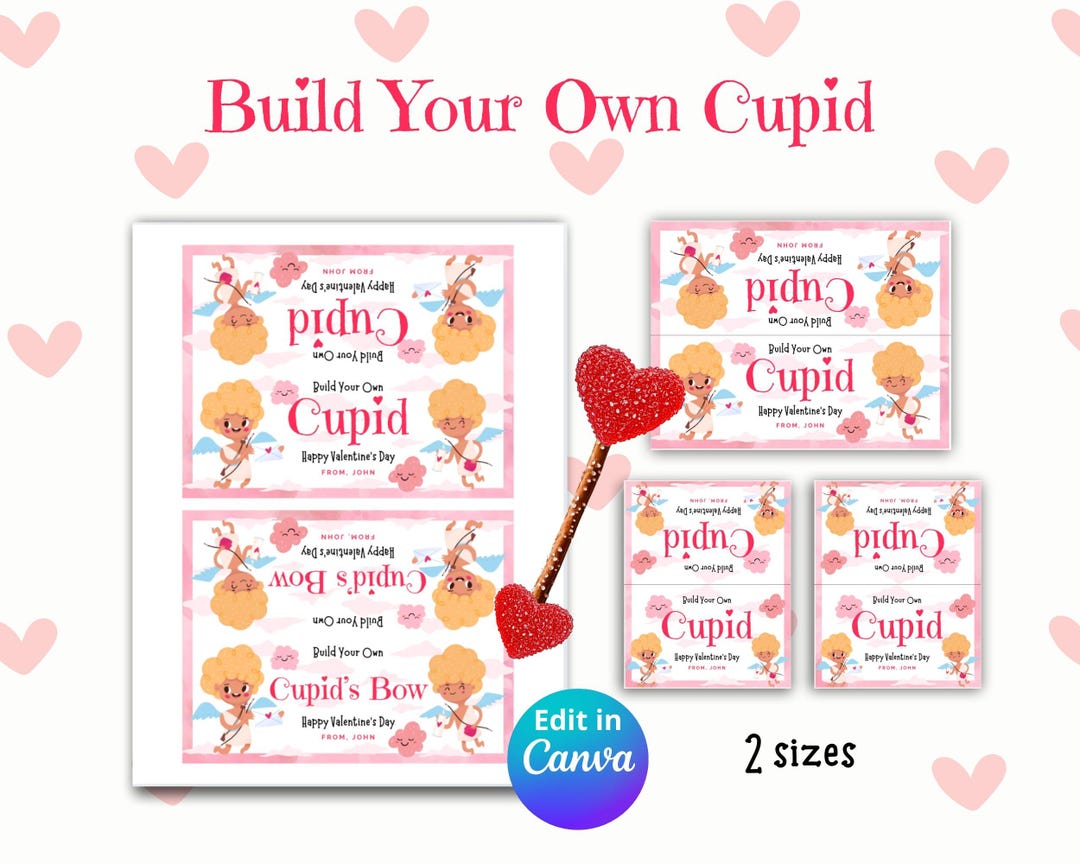 Editable Valentine Treat Bag Topper, Build Your Own Cupid Bag Topper ...