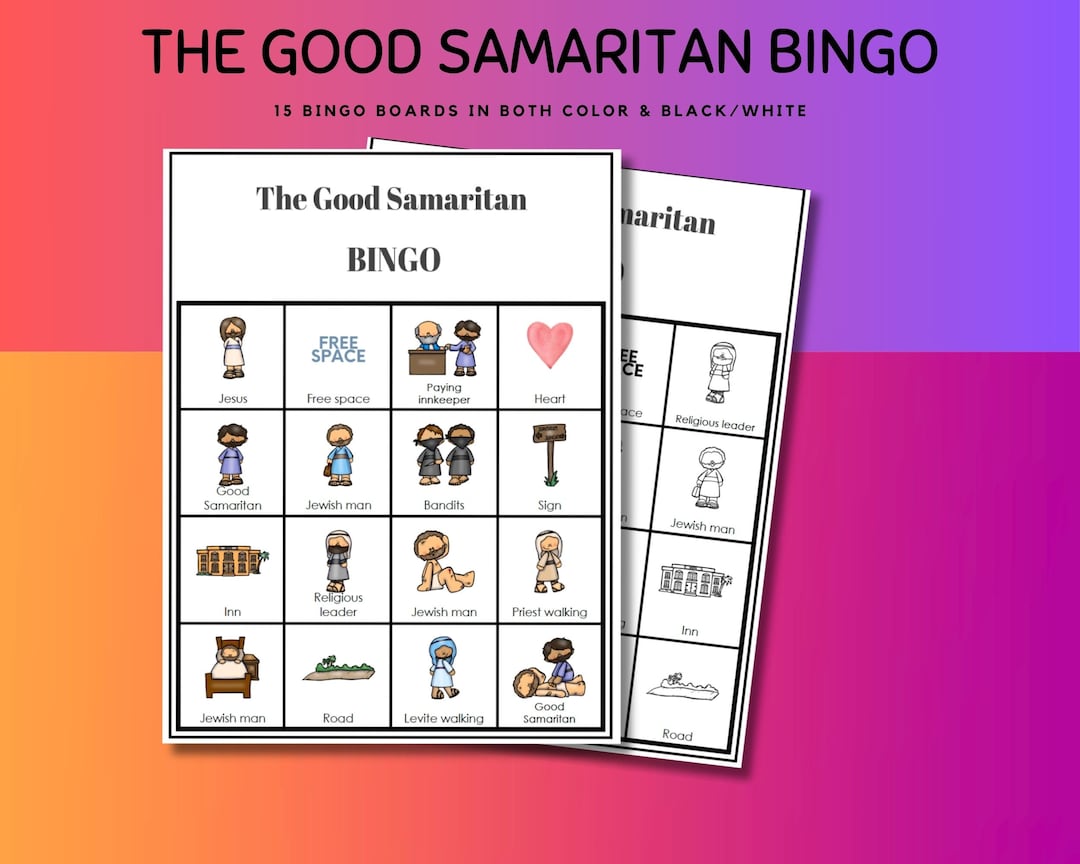 The Good Samaritan Bingo Set for Kids, the Good Samaritan Bible Bingo L ...