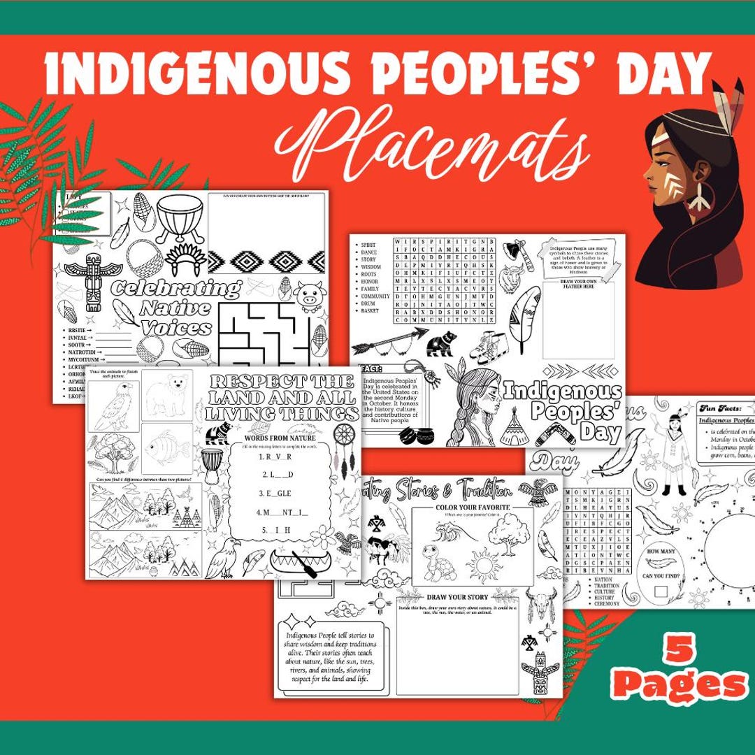 Indigenous Peoples’ Day Placemats for Kids | Educational Coloring ...