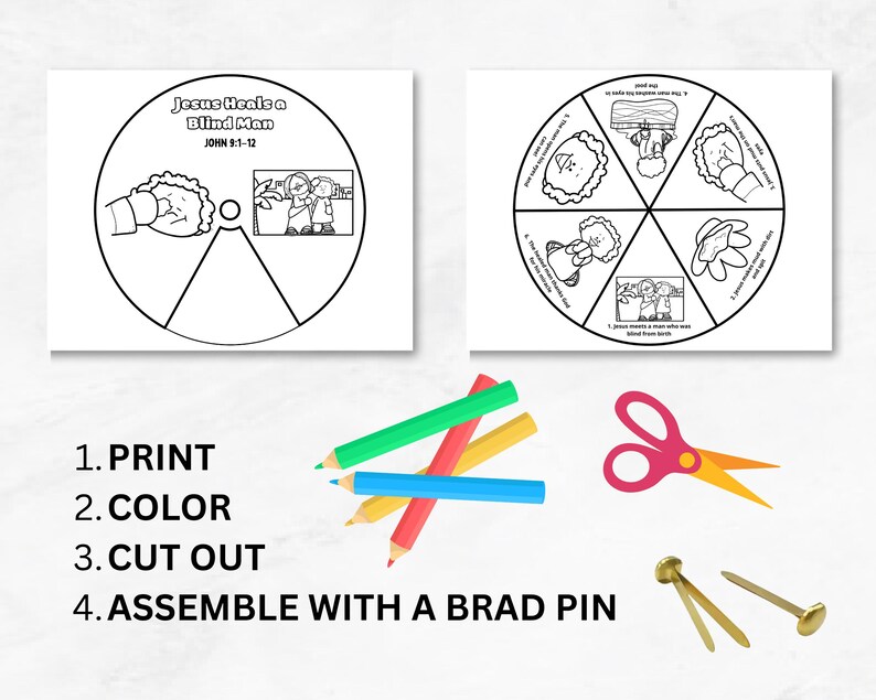Jesus Heals a Blind Man Bible Wheel Craft | John 9:1–12 Printable ...