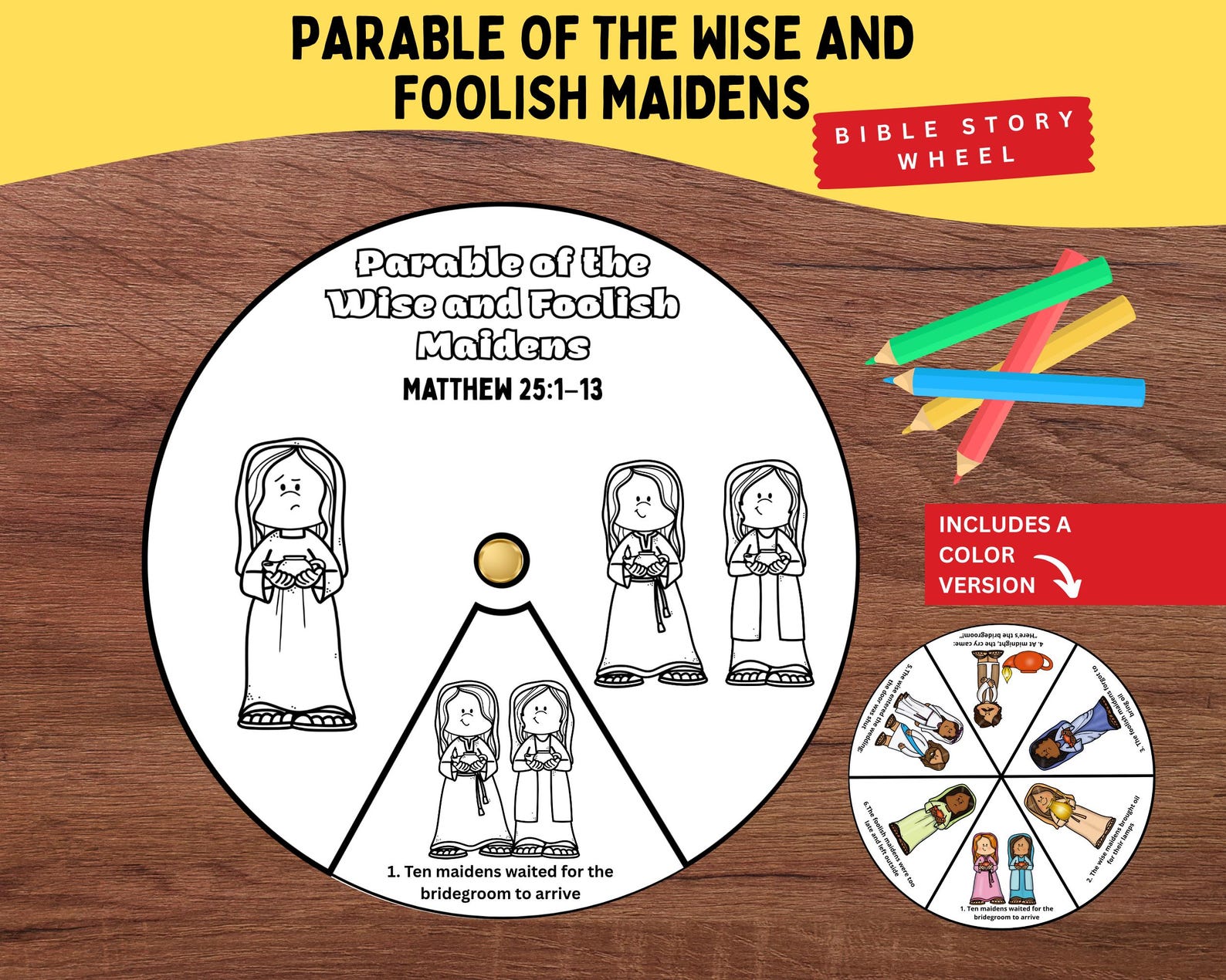 Parable of the Wise and Foolish Virgins Story Wheel, Matthew 25 ...