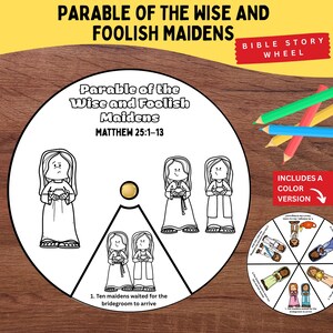Parable of the Wise and Foolish Virgins Story Wheel, Matthew 25 ...
