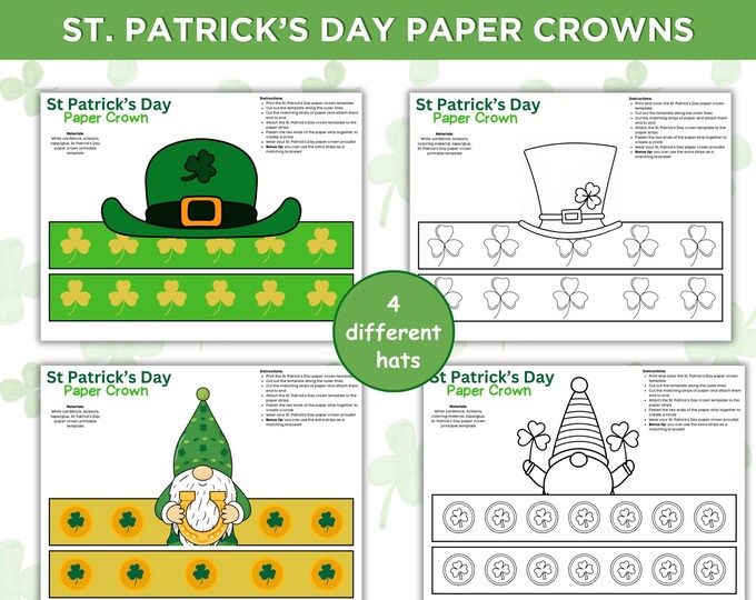 St. Patrick's Day Hat Crown Printable DIY Leprechaun Hat Craft Activity ...