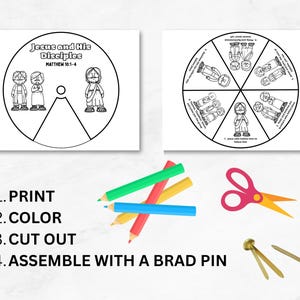 Jesus and His 12 Disciples Coloring Wheel Printable for Kids | Bible ...