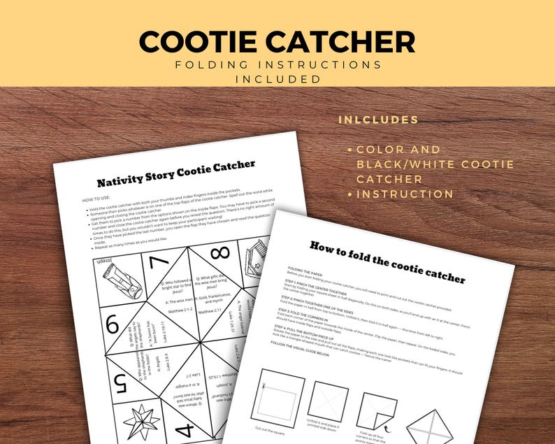 Nativity Story Printable Cootie Catcher - Sunday School Craft for Kids ...