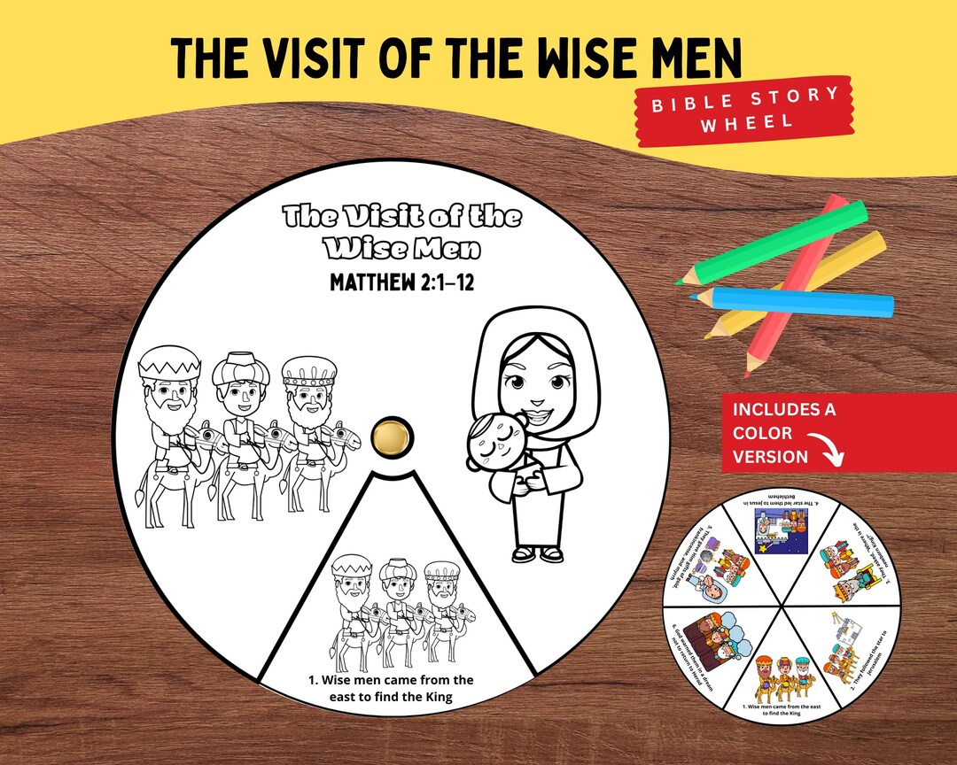 Three Wise Men Coloring Wheel | Matthew 2:1–12 Printable | Magi Visit ...