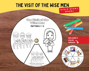 Three Wise Men Coloring Wheel | Matthew 2:1–12 Printable | Magi Visit ...