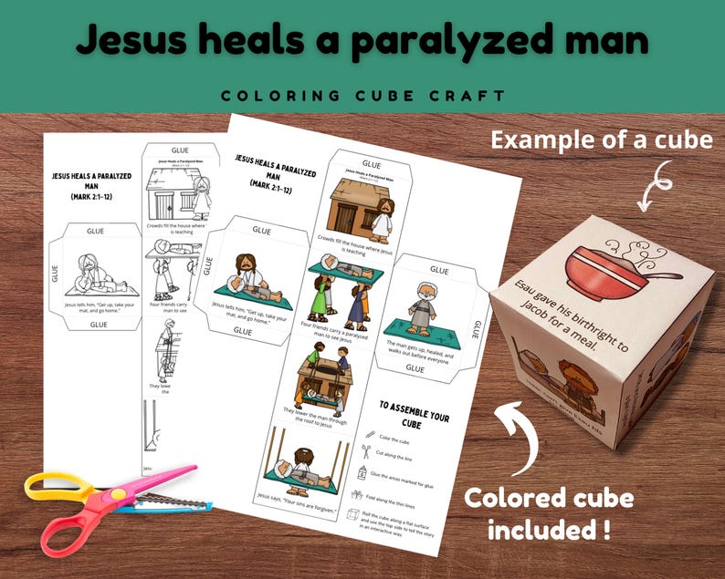 Jesus Heals a Paralyzed Man Bible Story Cube | Printable Craft for Kids ...