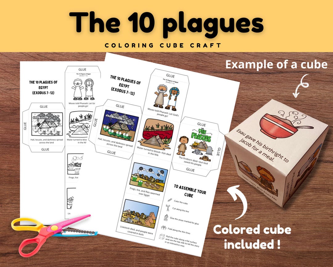 Ten Plagues of Egypt Coloring Cube Printable | Exodus 7–12 Bible Craft ...
