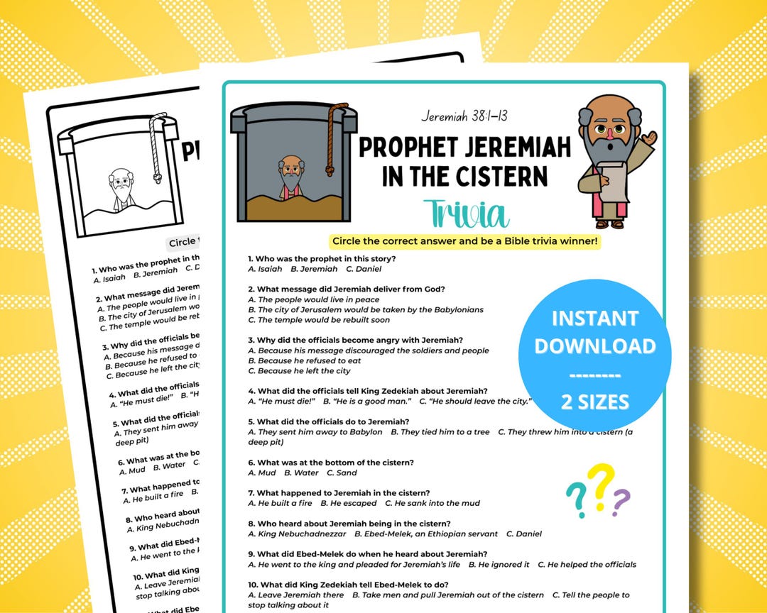 Prophet Jeremiah Trivia Game for Kids • Jeremiah in the Cistern Bible ...