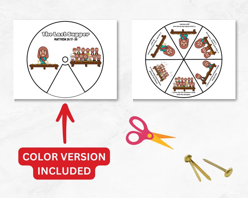 The Last Supper Coloring Wheel | Matthew 26:17–30 Printable | Jesus and ...