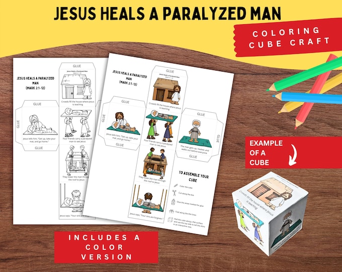 Jesus Heals a Paralyzed Man Bible Story Cube | Printable Craft for Kids ...