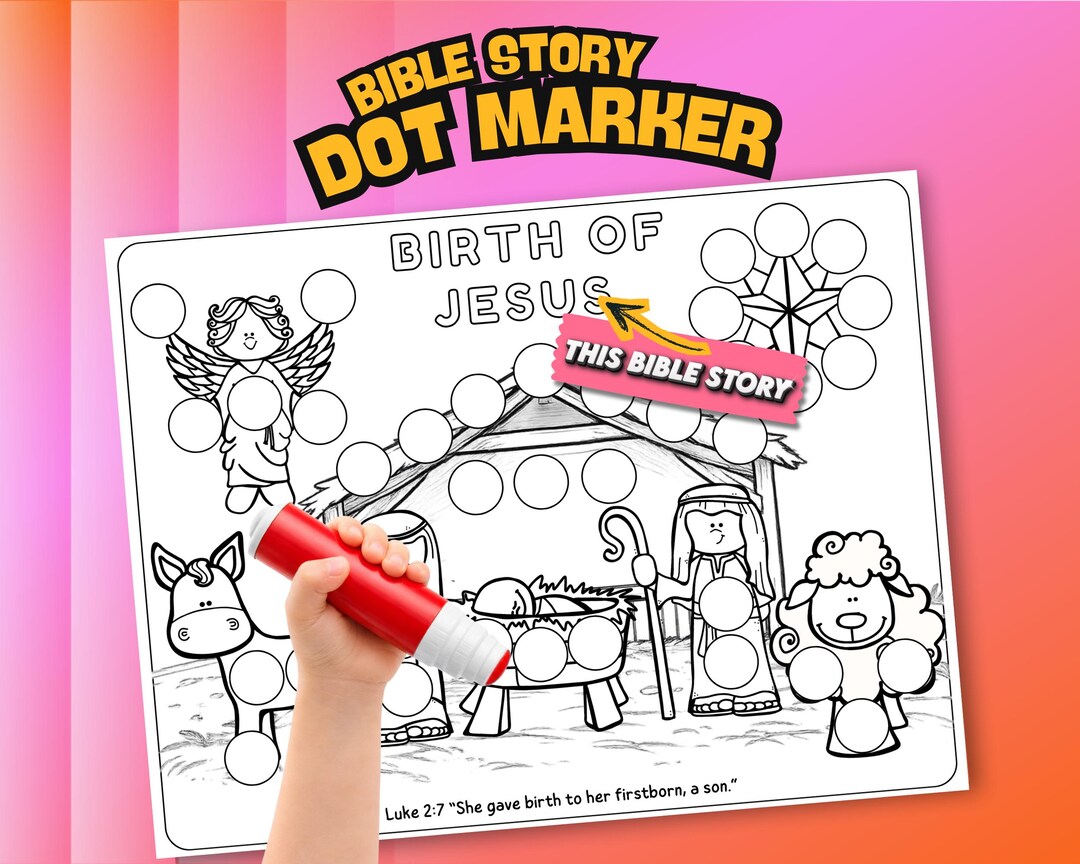 Birth of Jesus Bible Dot Marker Activity | Luke 2:7 Nativity Baby Jesus ...