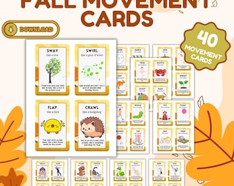 Fall Gross Motor Activity Cards for Kids: Autumn-themed (printable PDF ...