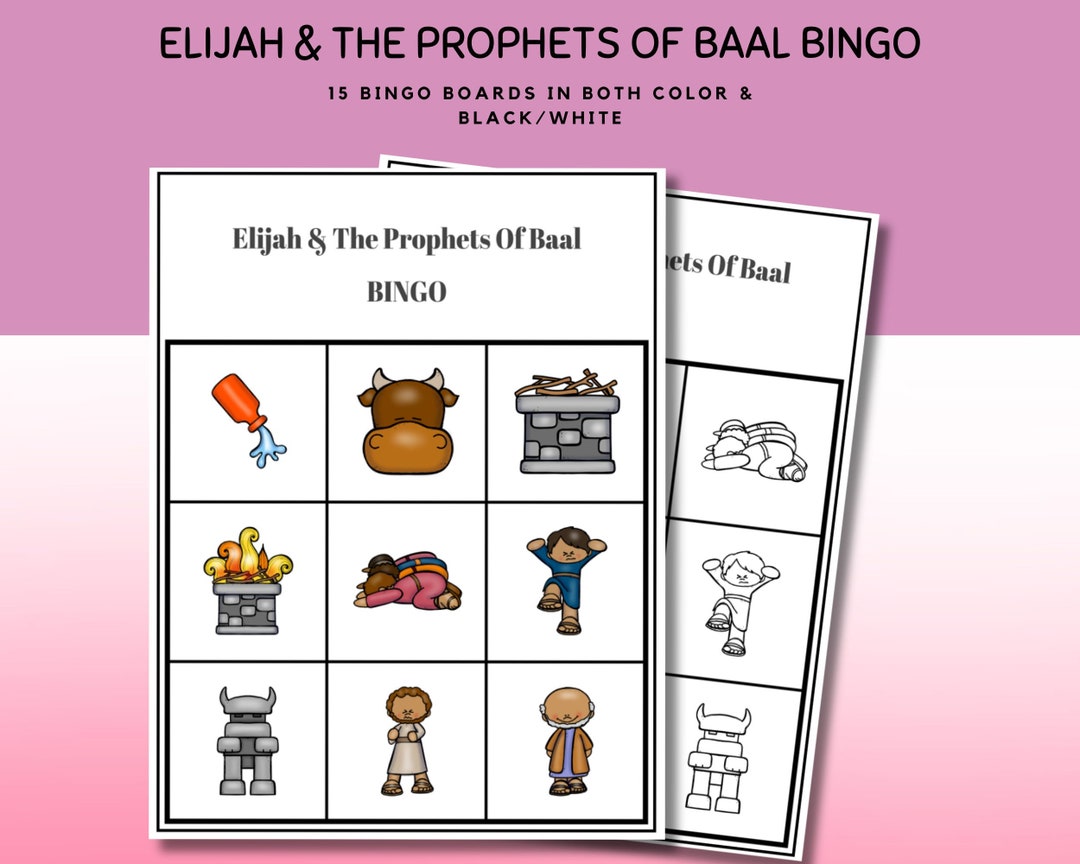 Elijah & the Prophets of Baal Bingo Bingo Set for Kids, Elijah Bible ...