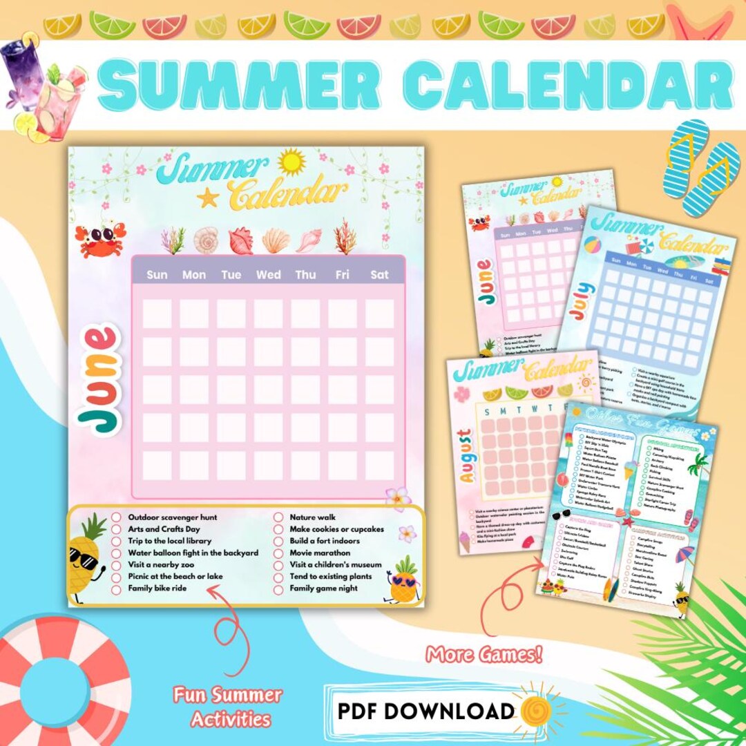 Summer Calendar Activity Pack | Printable Fun Summer Games & Activities ...