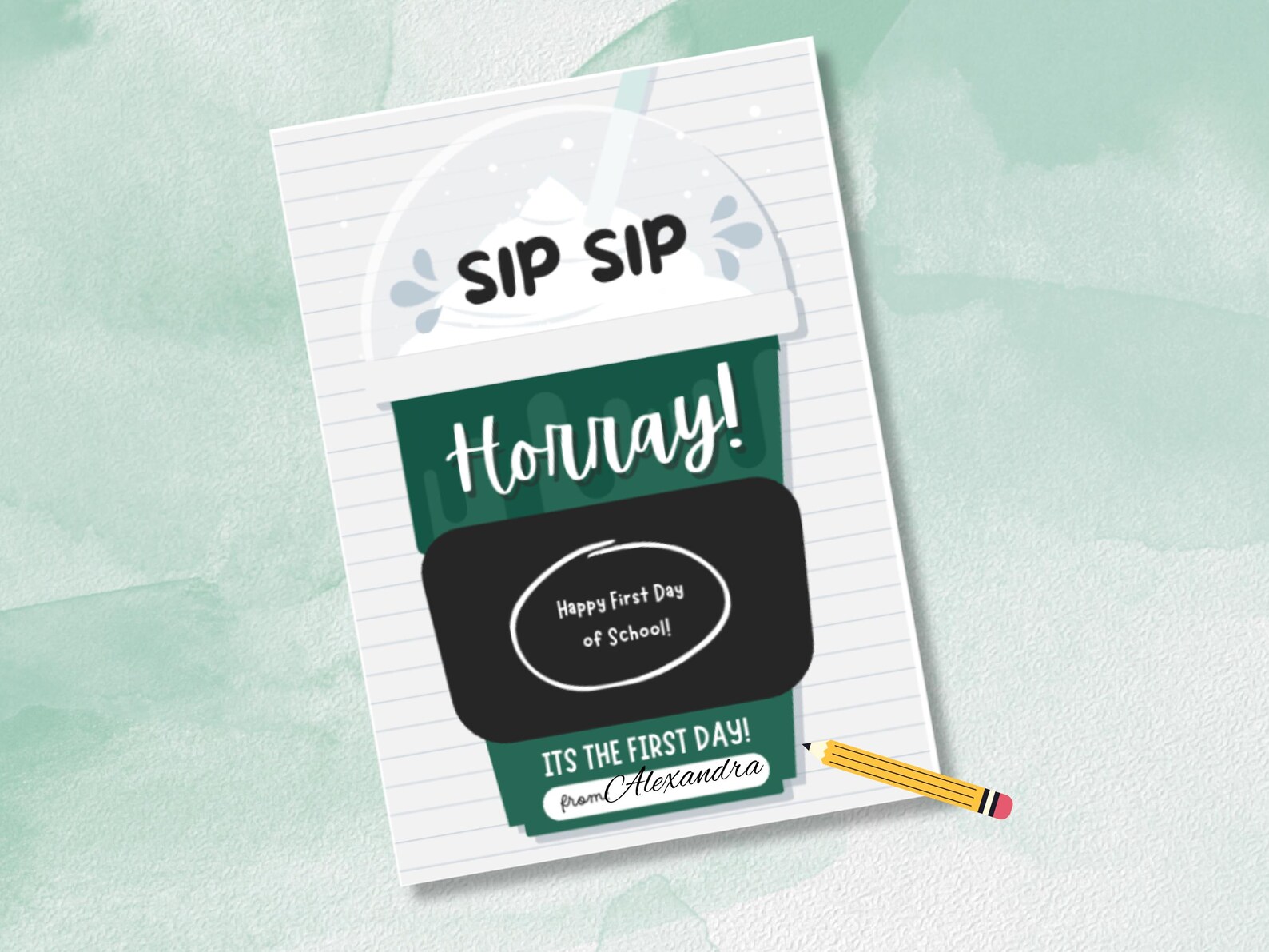 Sip Sip Hooray First Day Teacher Gift Card Holder – Printable Coffee ...