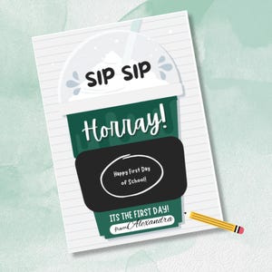Sip Sip Hooray First Day Teacher Gift Card Holder – Printable Coffee ...