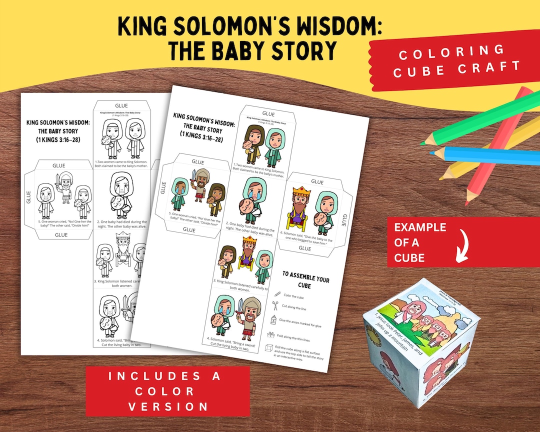 King Solomon’s Wisdom Bible Coloring Cube – Printable for Kids ...