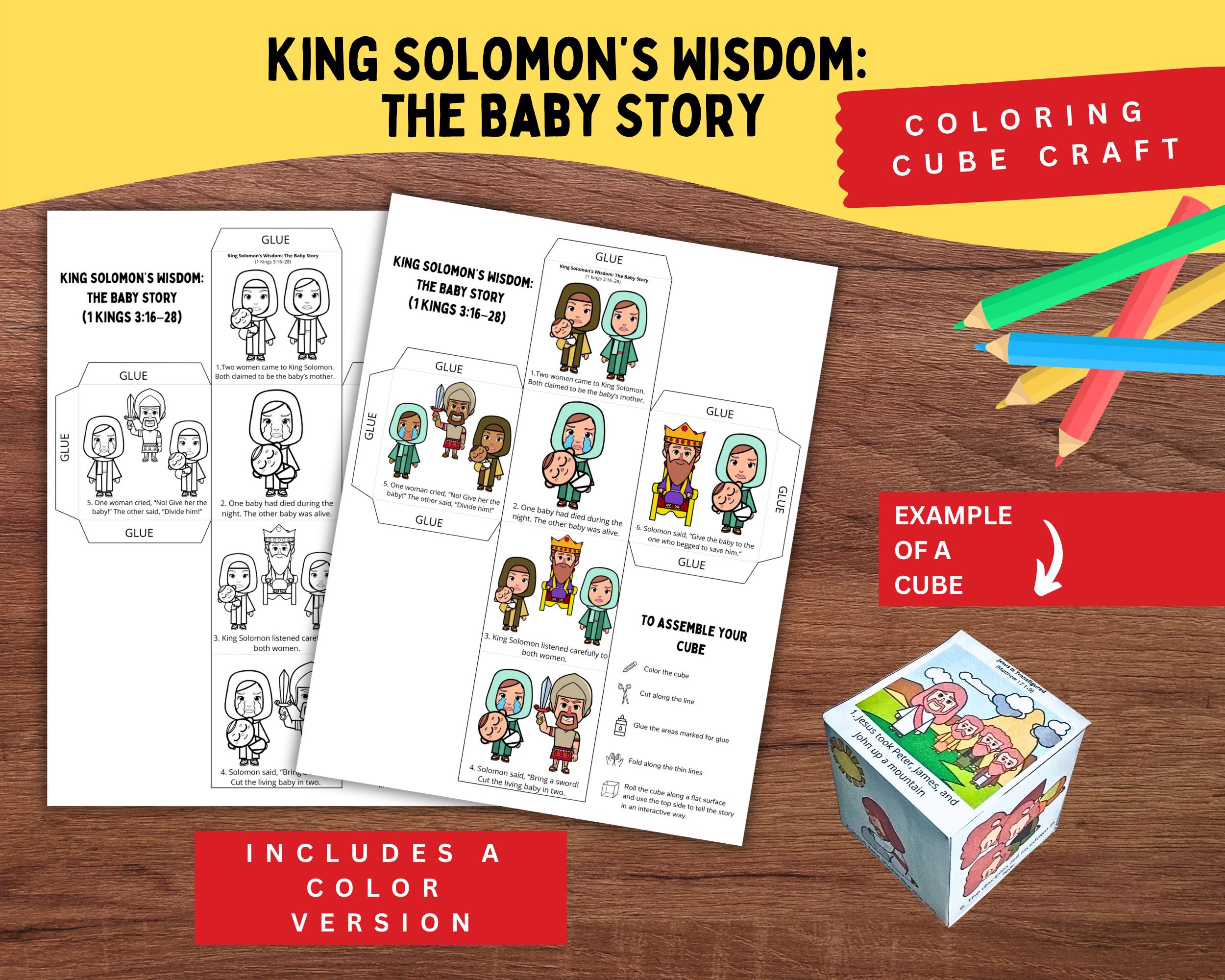 King Solomon’s Wisdom Bible Coloring Cube – Printable for Kids ...