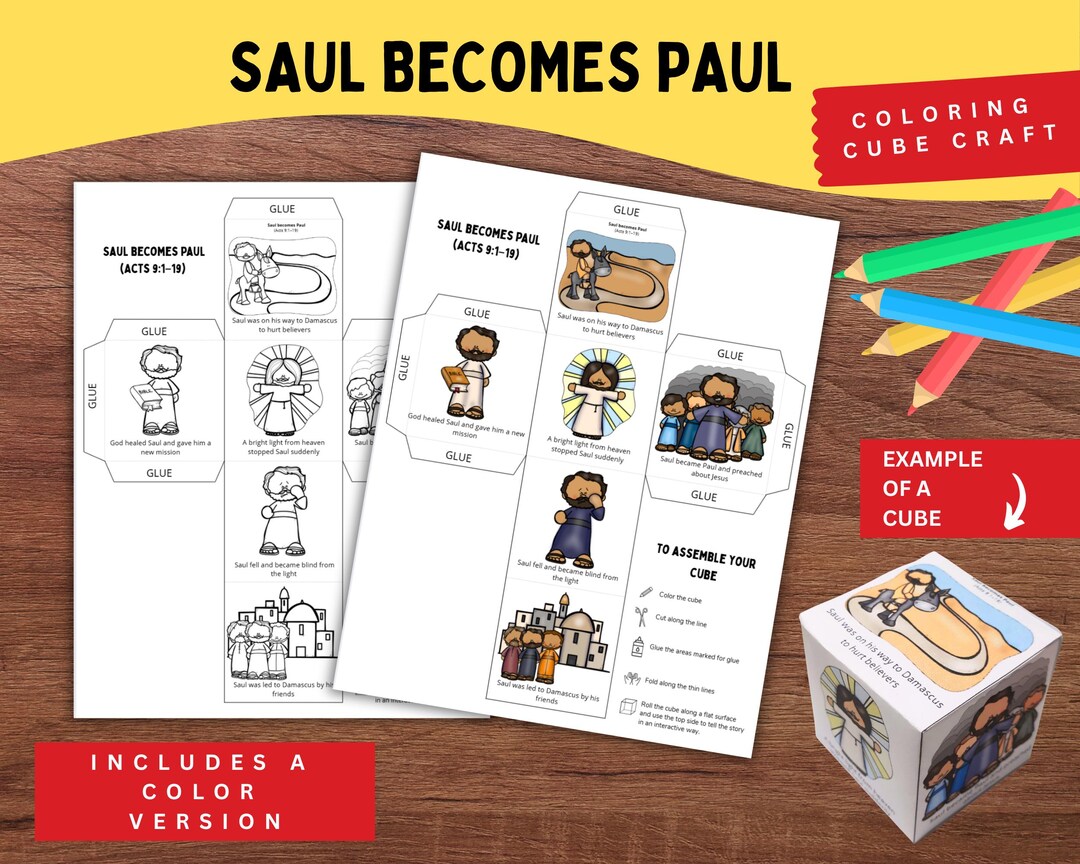 Saul Becomes Paul Bible Story Cube | Printable Craft for Kids | Road to ...