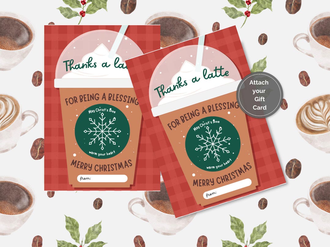 Christian Cute Coffee Gift Card Holder Thanks a Latte Merry Christmas ...