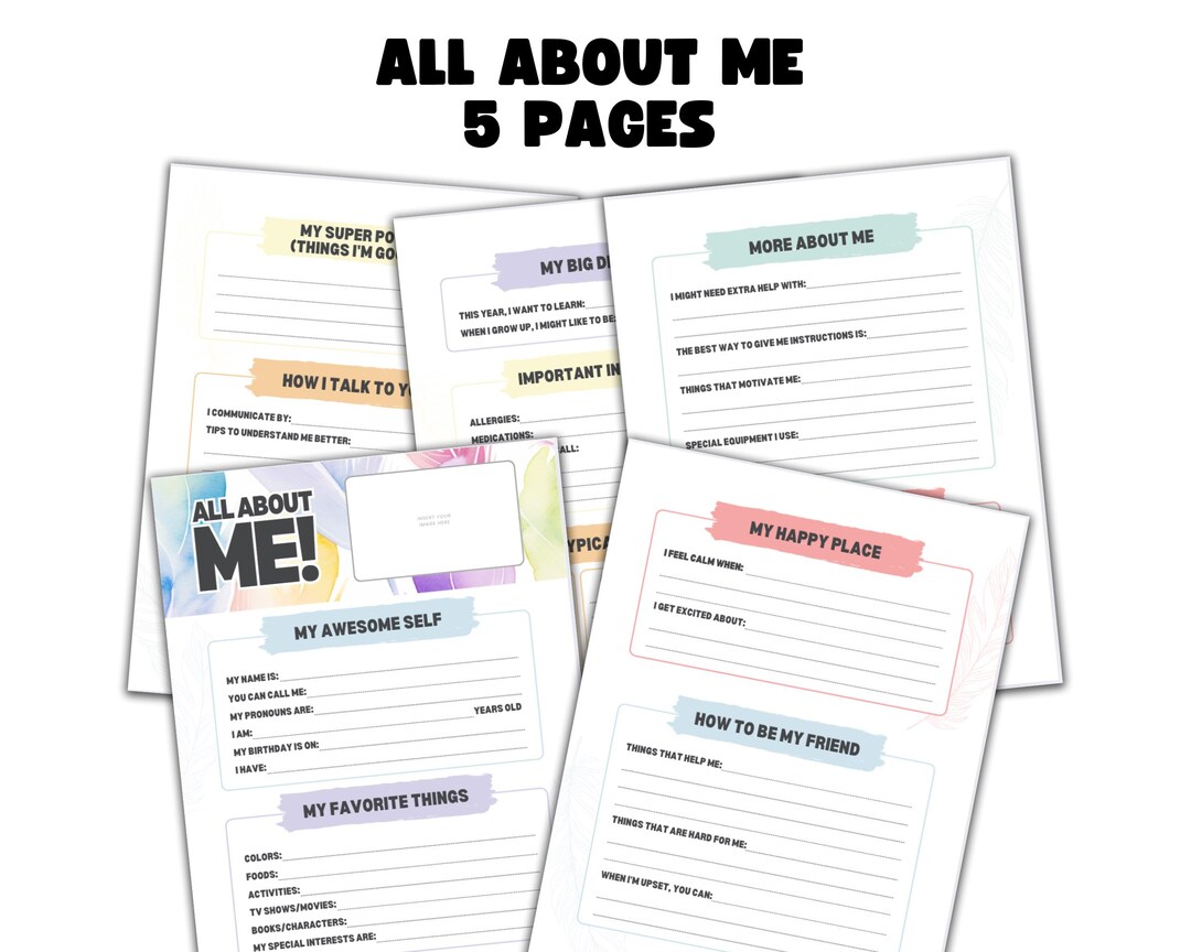 All About Me Special Needs | 5 Printable Pages | Kid Profile | Student ...