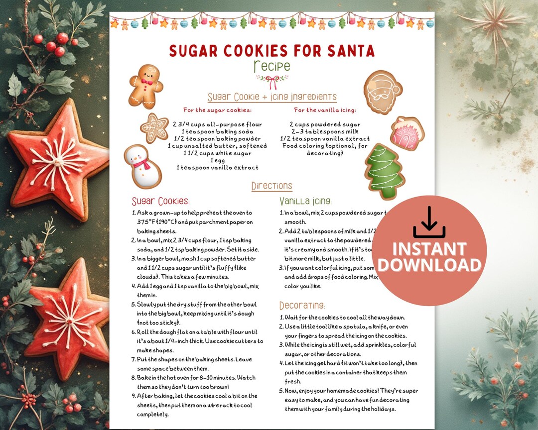 Sugar Cookies for Santa Recipe | Easy Christmas Cookie Baking Sheet for ...