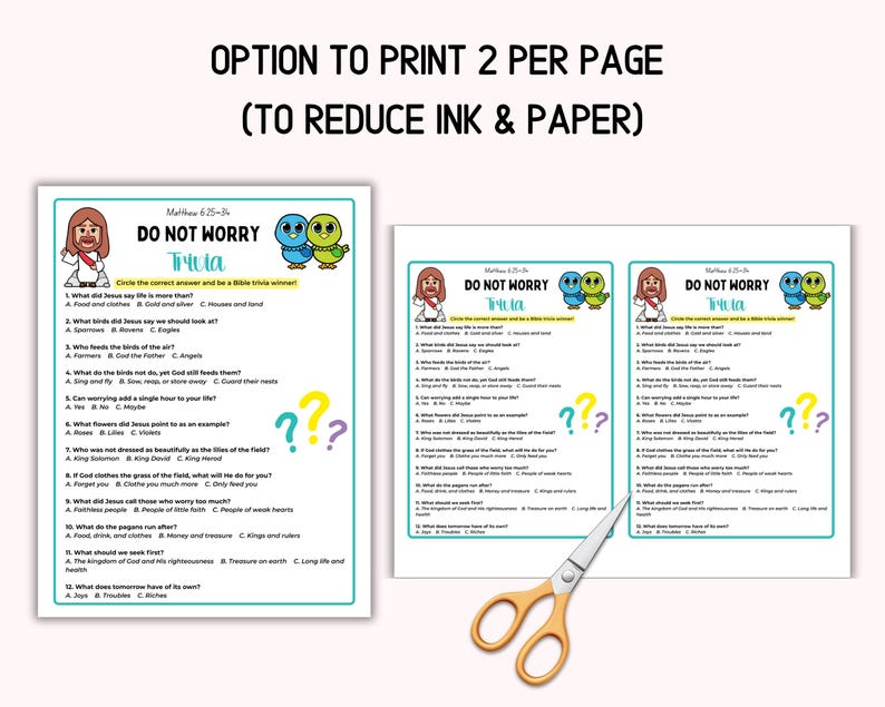 Do Not Worry Bible Trivia Game | Seek First the Kingdom Kids Activity ...