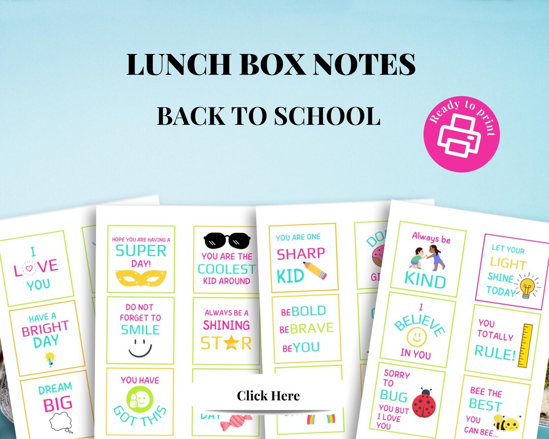 24 Back to School Lunch Box Notes for Kids | Printable Encouragement ...