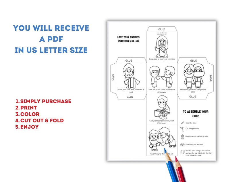 Love Your Enemies Bible Story Cube Craft | Matthew 5:38–48 Printable ...