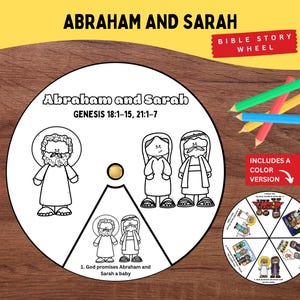 Abraham and Sarah Bible Story Wheel | Genesis 18 & 21 Printable for ...