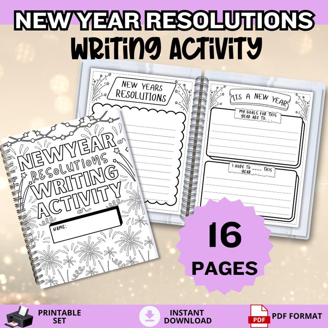 New Year Writing Activity Pages for Kids and Students, Classroom Goal ...