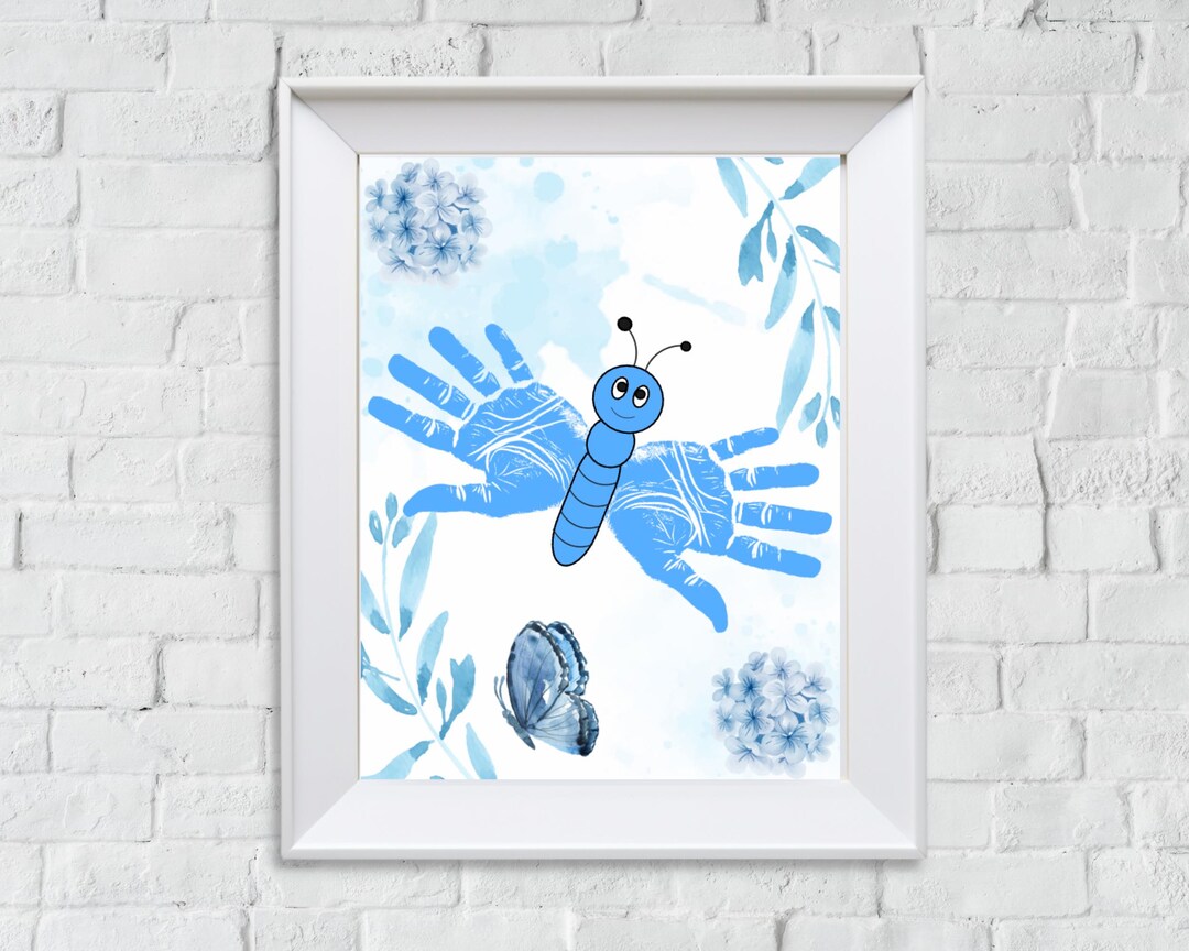Butterfly Handprint Craft for Kids | Blue Bug Art Printable for Spring ...