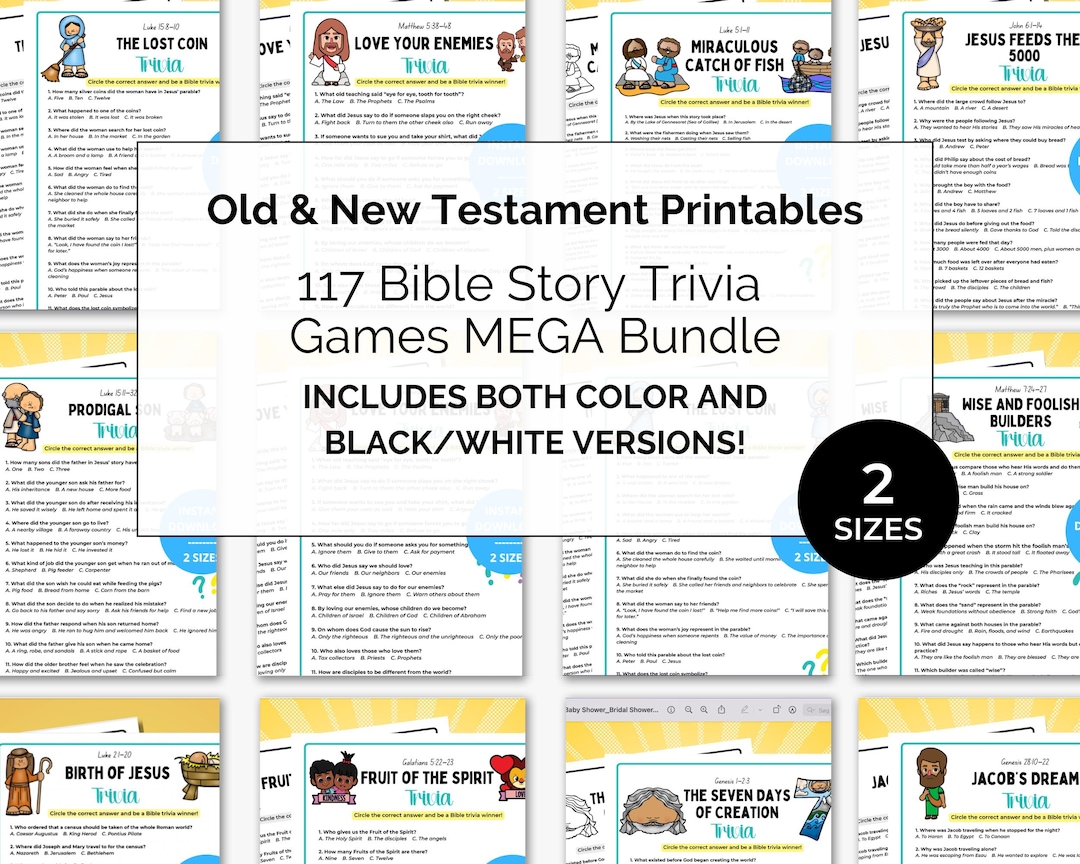 117 Bible Trivia Games Mega Bundle for Kids | Sunday School ...