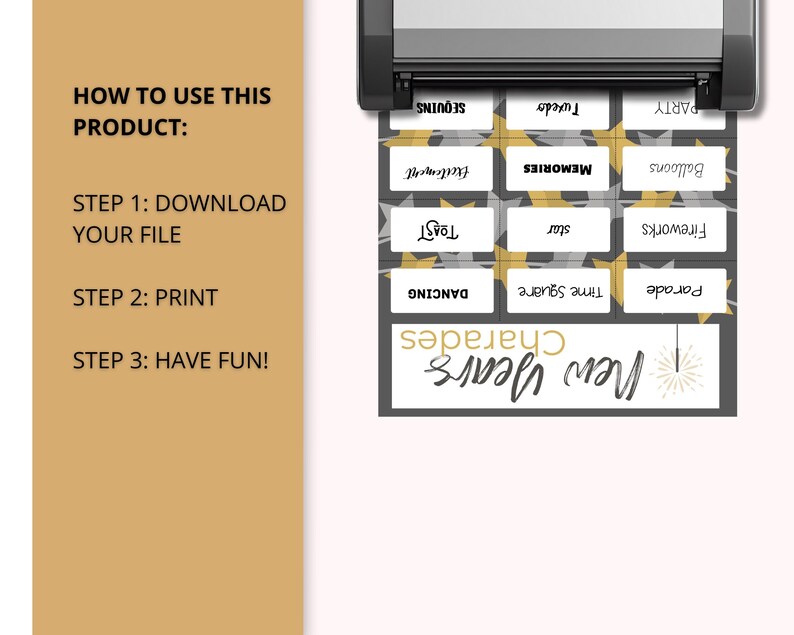 New Year Charades Game Printable for Kids and Adults | Fun Party ...