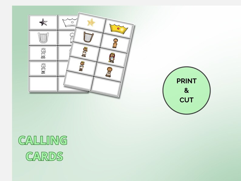 David and King Saul Bingo Set for Kids - Bible Story Activity, David ...