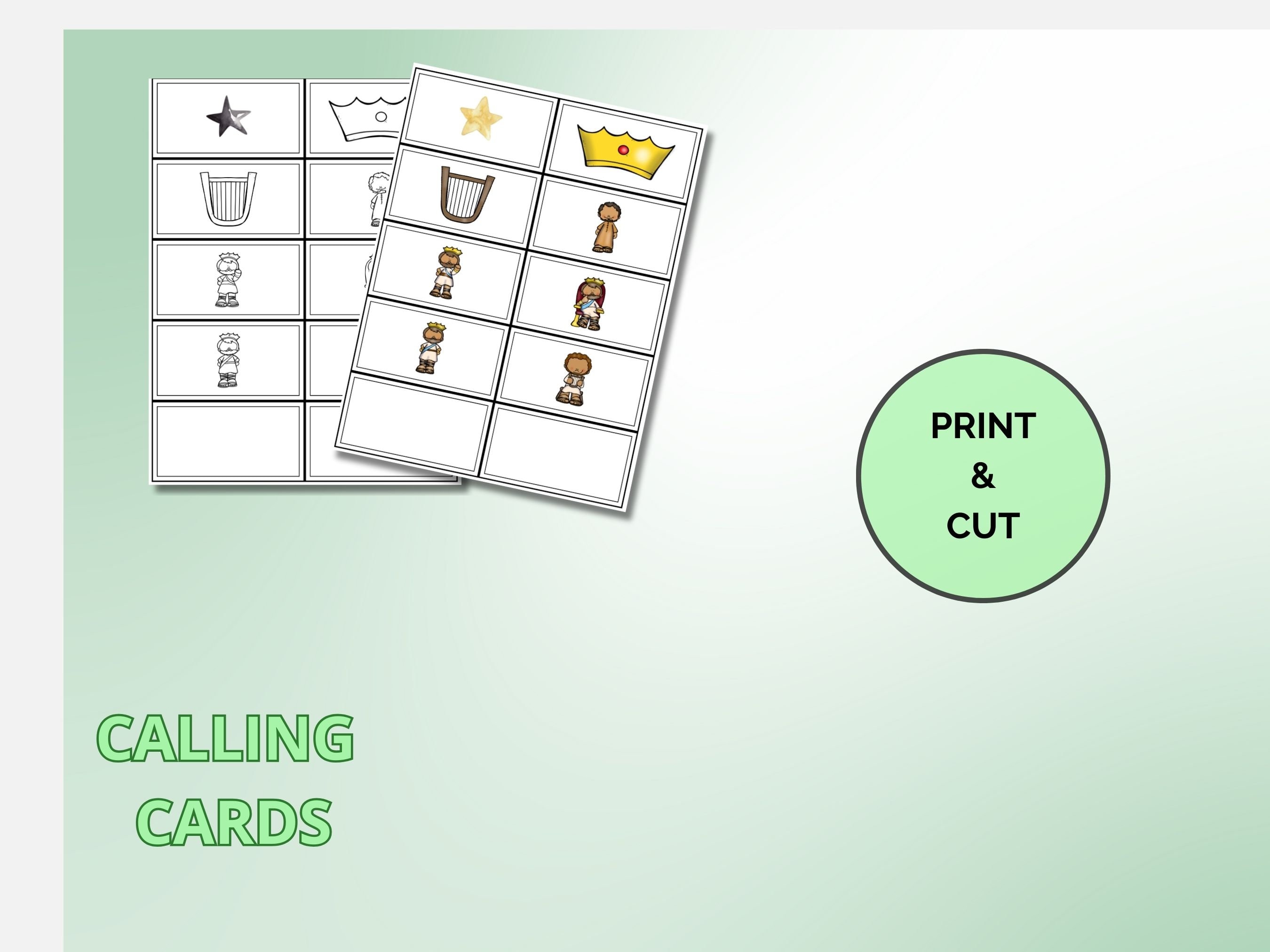 David and King Saul Bingo Set for Kids - Bible Story Activity, David ...