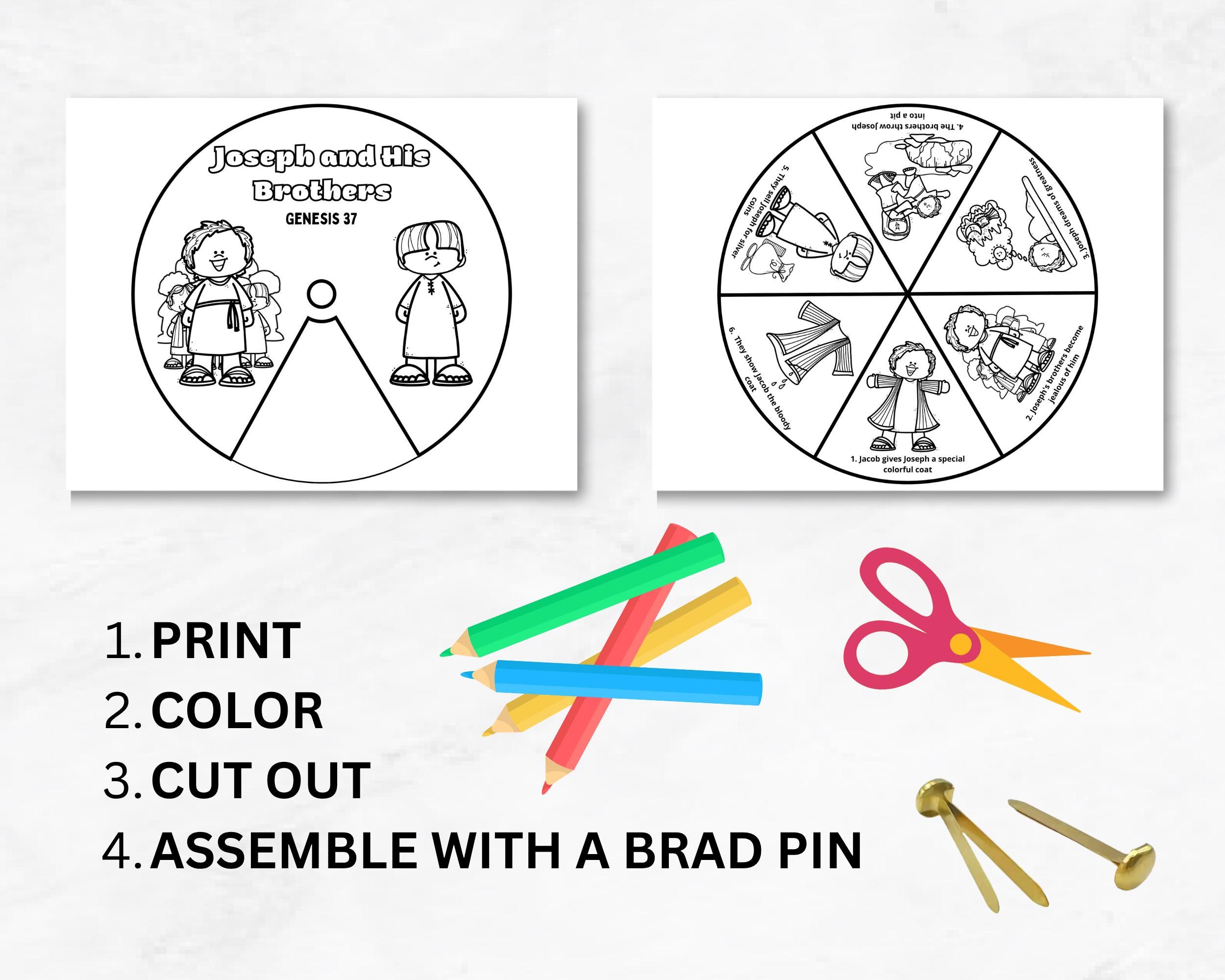 Joseph and His Brothers Coloring Wheel Printable | Genesis 37 Bible ...