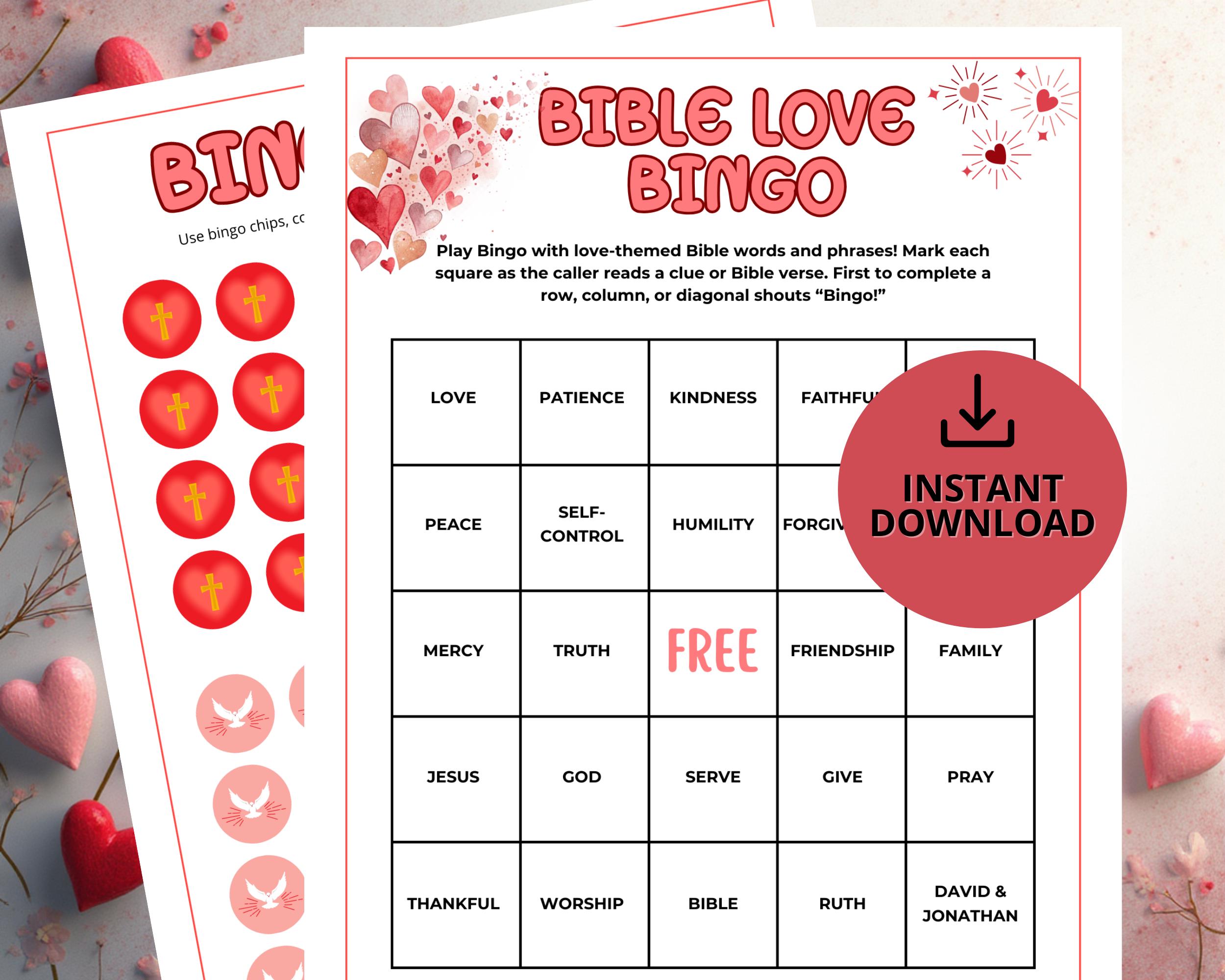 Christian Valentine Bible Bingo Game for Kids, Teens, Adults – Faith ...