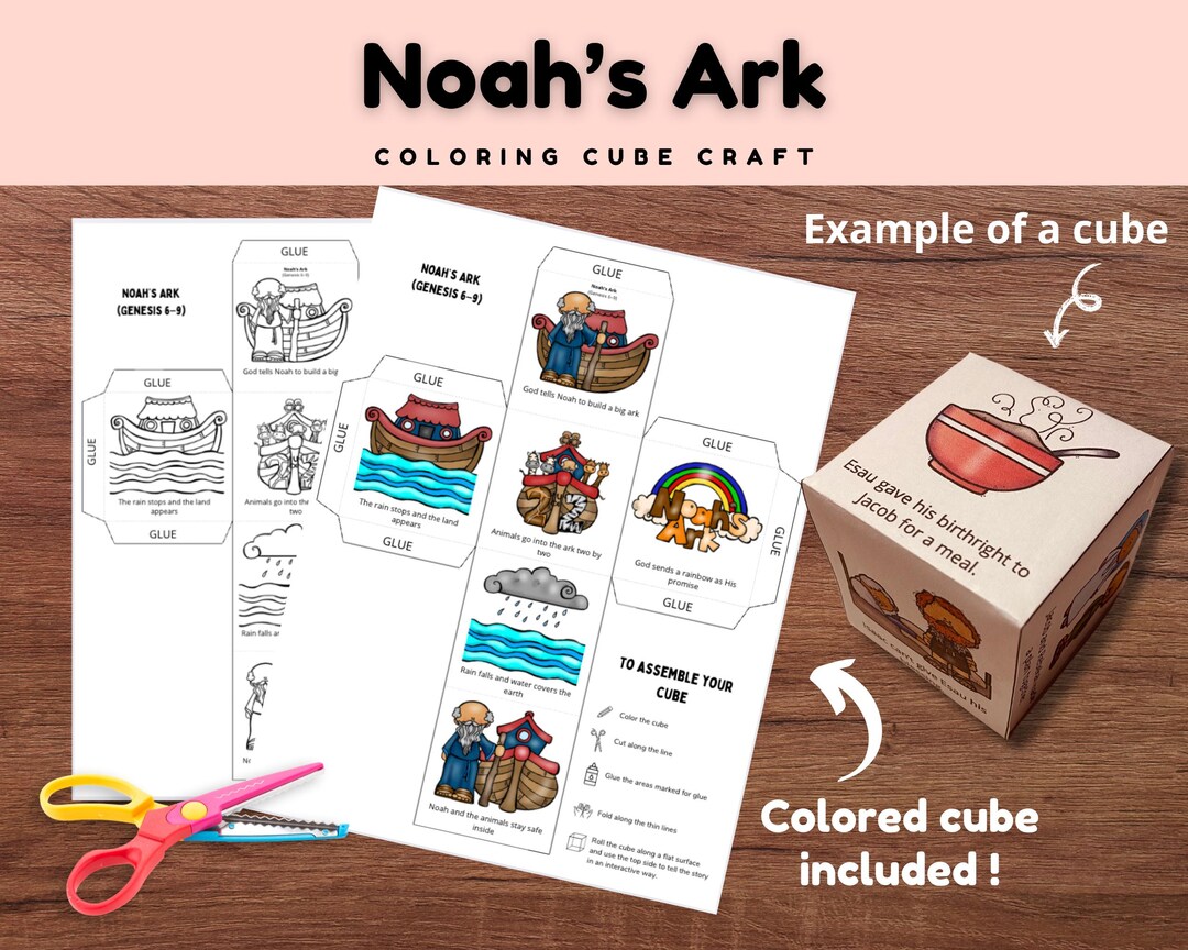Noah's Ark Bible Story Cube | Genesis 6–9 | Printable Kids Craft ...