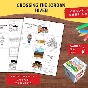 Crossing the Jordan River Coloring Cube | Joshua 3–4 Printable for Kids ...