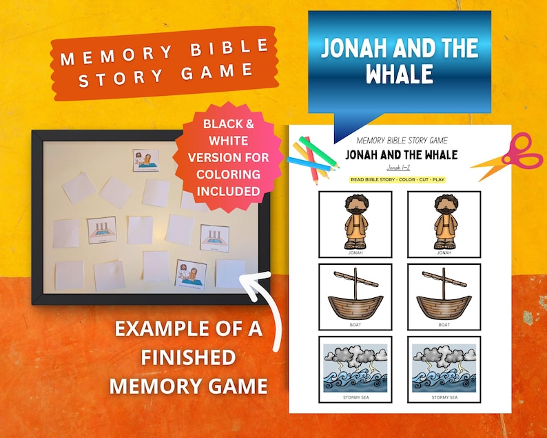 Jonah and the Whale Memory Game | Jonah Bible Story | Jonah and the Big ...