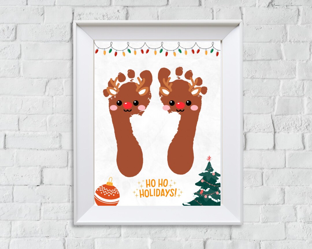 Reindeer Footprint Art Printable for Kids | Baby Christmas Craft ...